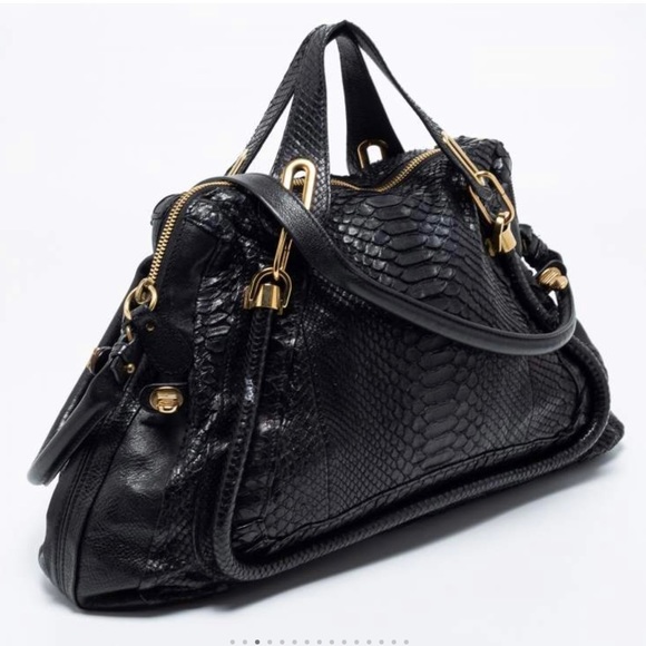Besso | Bags | Besso Black Python Leather Bag Top Handles And Shoulder ...